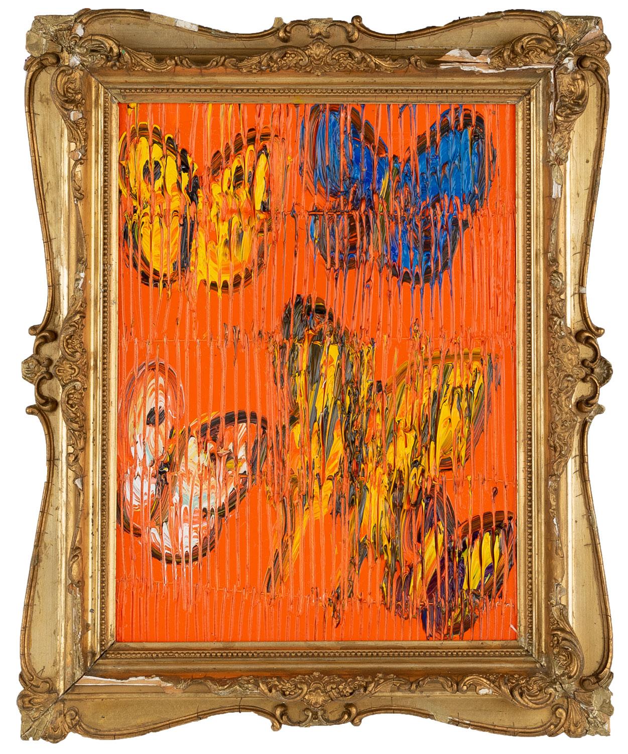 Hunt Slonem - "Untitled" Colorful Yellow Blue and White Butterflies w ...