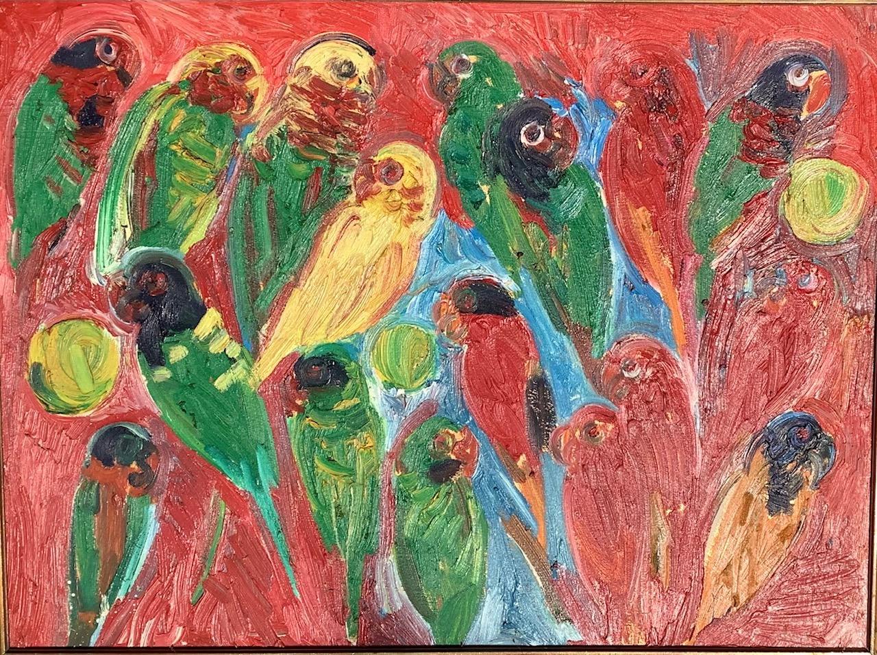 Hunt Slonem - Untitled Red Parrot For Sale at 1stDibs