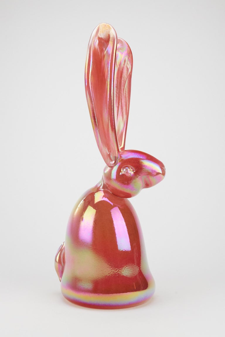 Hunt Slonem - Hunt Slonem Pink Glass Bunny Sculpture 'Julius' For Sale ...