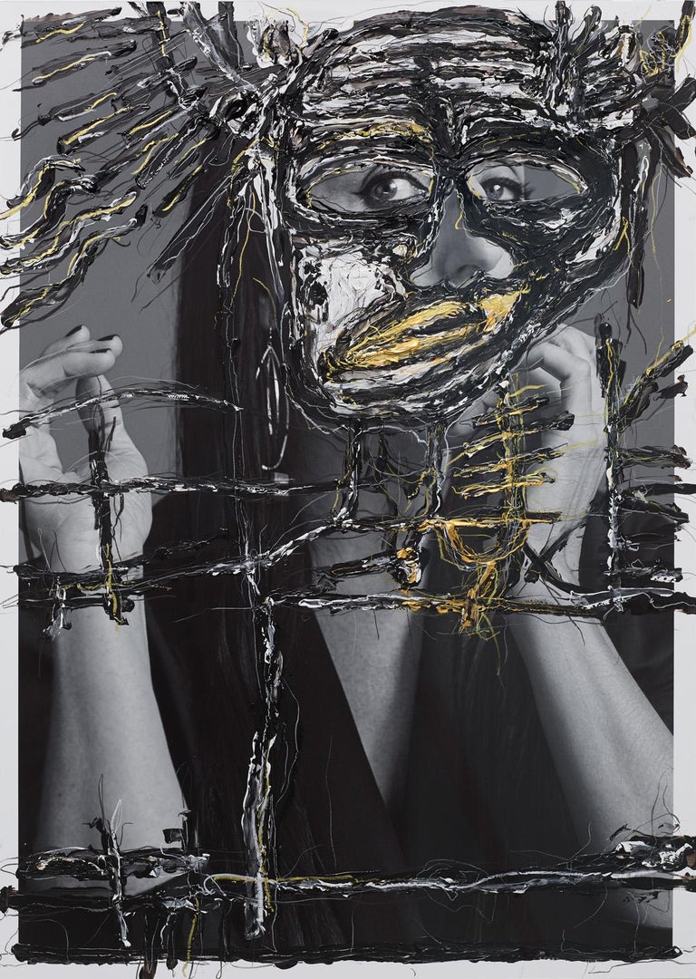 Hunter & Gatti - Rossy, One of a kInd photo collage Wax, Acrylic Oil ...