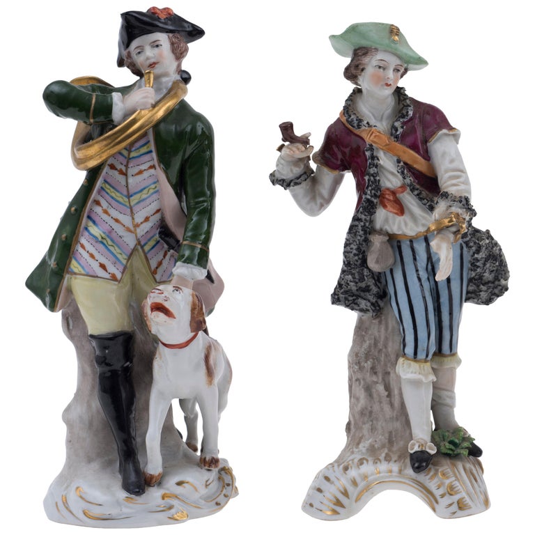 Hunters, Ancient Polychrome Porcelains, Real Fabrica Napoli, 1800 For ...