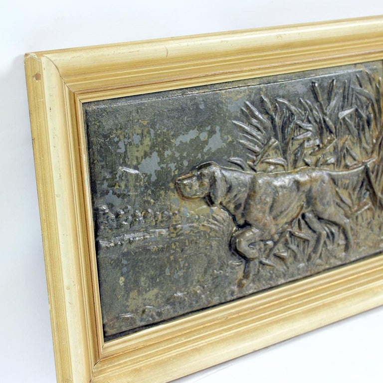 Hunting Dog Metal Wall Art in Frame, Czechoslovakia 1950s For Sale at ...