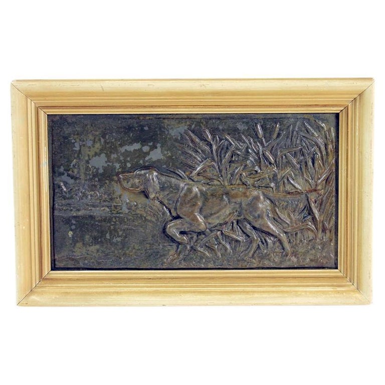 Hunting Dog Metal Wall Art in Frame, Czechoslovakia 1950s For Sale at ...