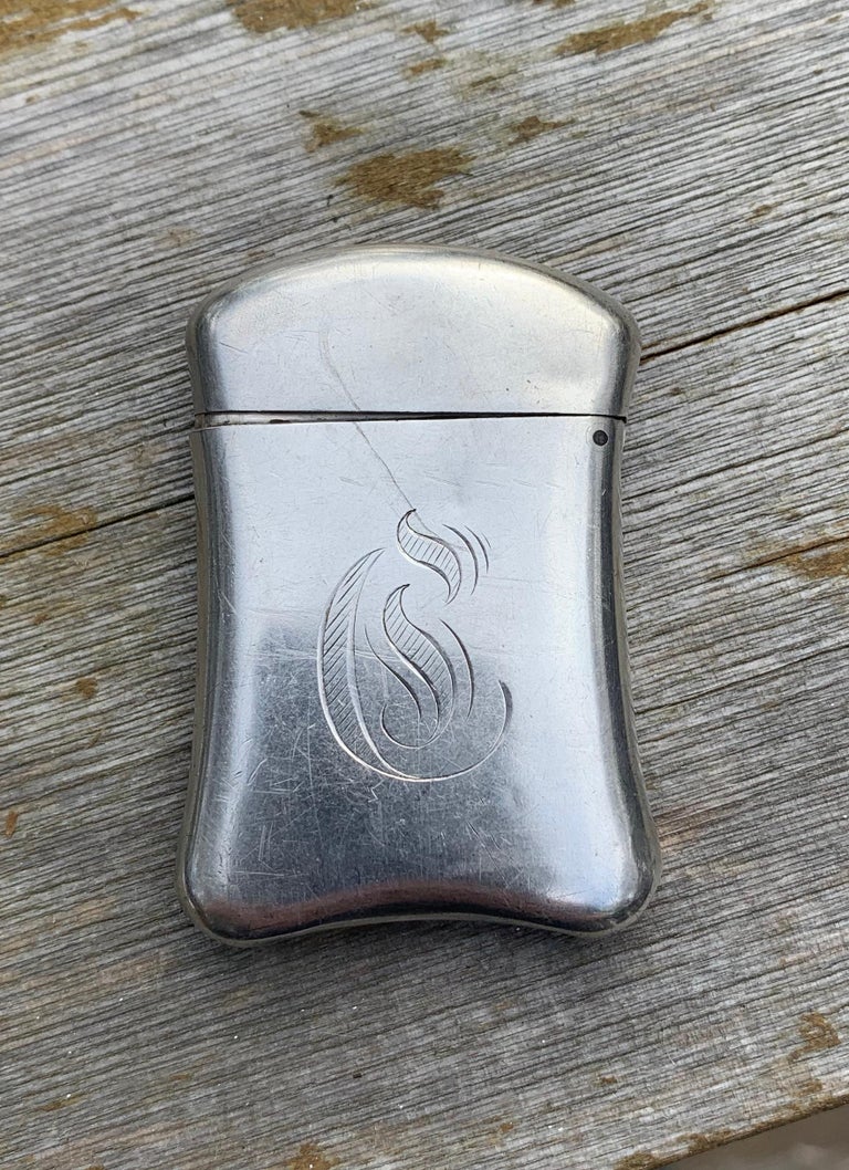 Hunting Dog Setter Golden Retriever Lab Bird Antique Silver Match Box ...