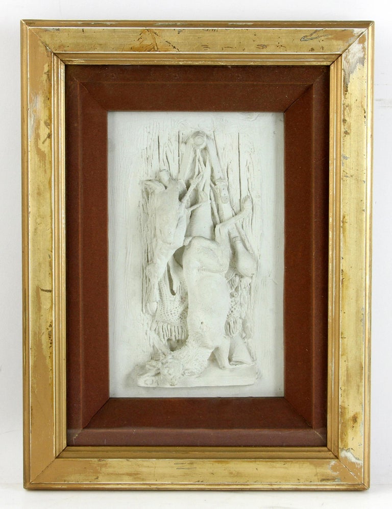 Decorative Hunting Motif Framed Plaster Reliefs For Sale at 1stDibs