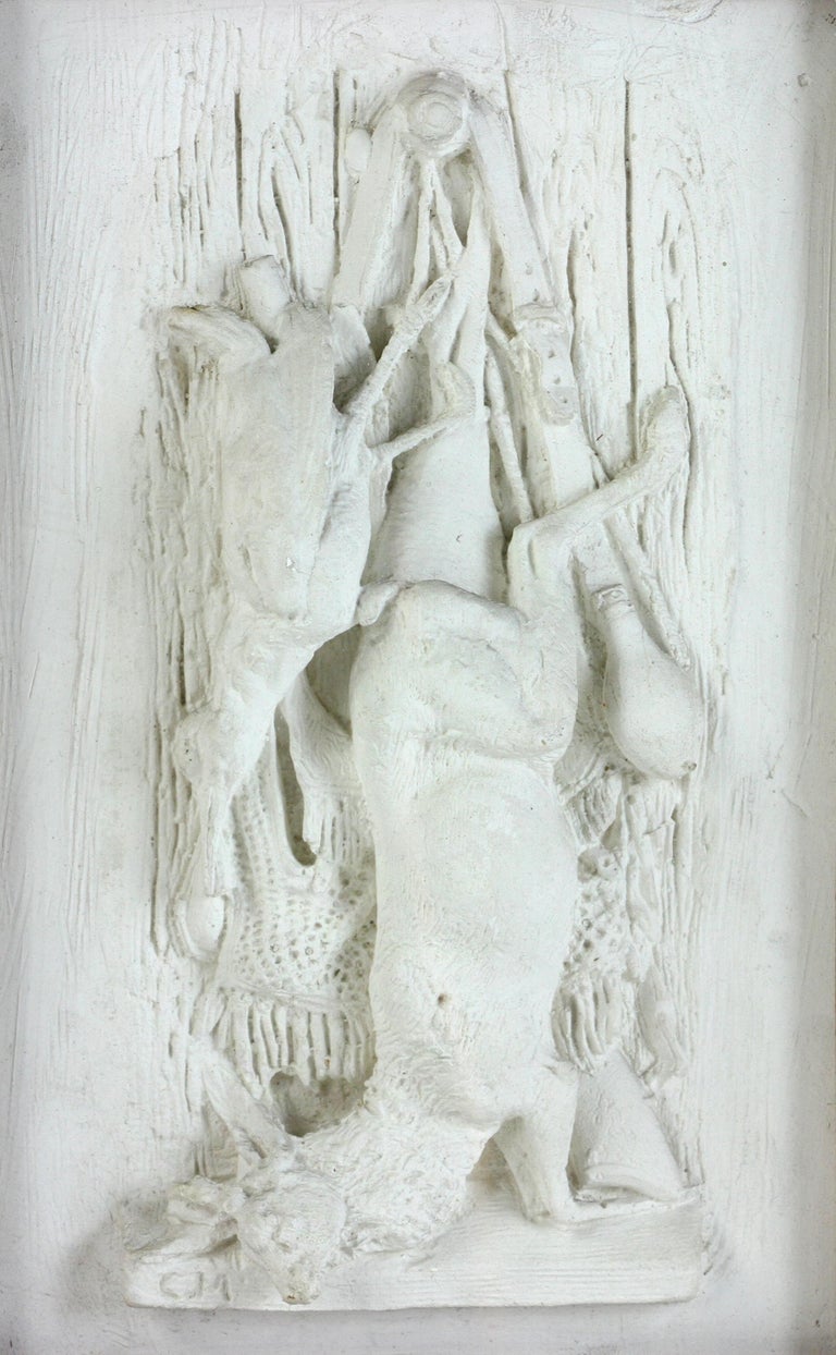 Decorative Hunting Motif Framed Plaster Reliefs For Sale at 1stDibs