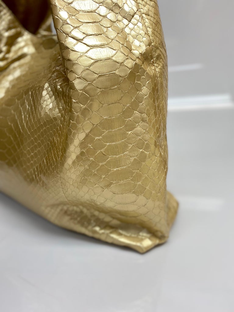 Hunting Season Large Gold Metallic Python Handbag For Sale at 1stDibs