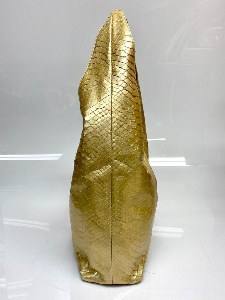 Hunting Season Large Gold Metallic Python Handbag For Sale at 1stDibs