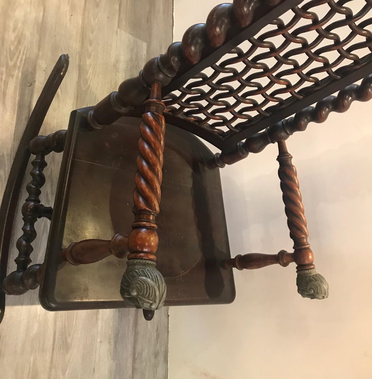 Merklen Brothers Moorish Fretwork 19th Century Walnut Rocking Chair For ...
