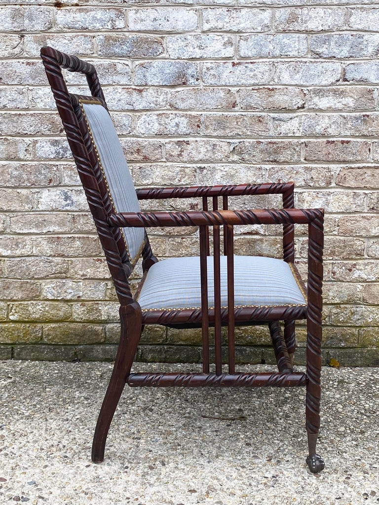 Hunzinger Wood Framed Arm Chair For Sale at 1stDibs