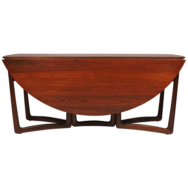 Hvidt Nielsen Danish Modern Solid Teak Drop-Leaf Dining Table Model 20/ ...