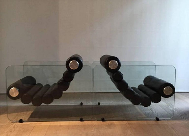 Hyaline Chair Lounge Glass and Leather, 1974 at 1stDibs