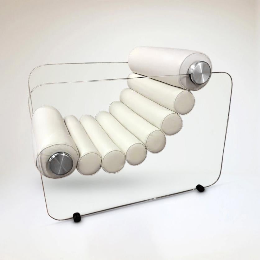 Hyaline leather and glass armchair by Fabio Lenci for Stendig Italy ...