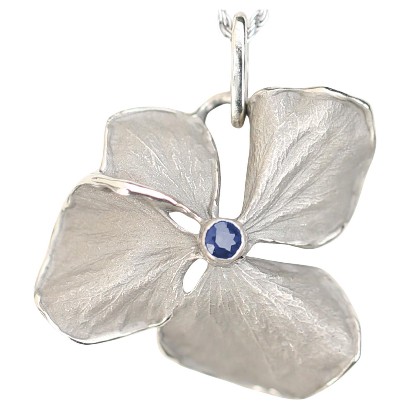 Hydrangea Queen-Size Flower Necklace, Solid 14k, 18k White Gold, Ruby ...