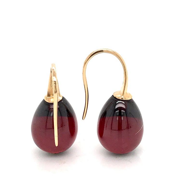 Hydro Garnet and Rose Gold 18 Karat Drop Earrings For Sale at 1stDibs