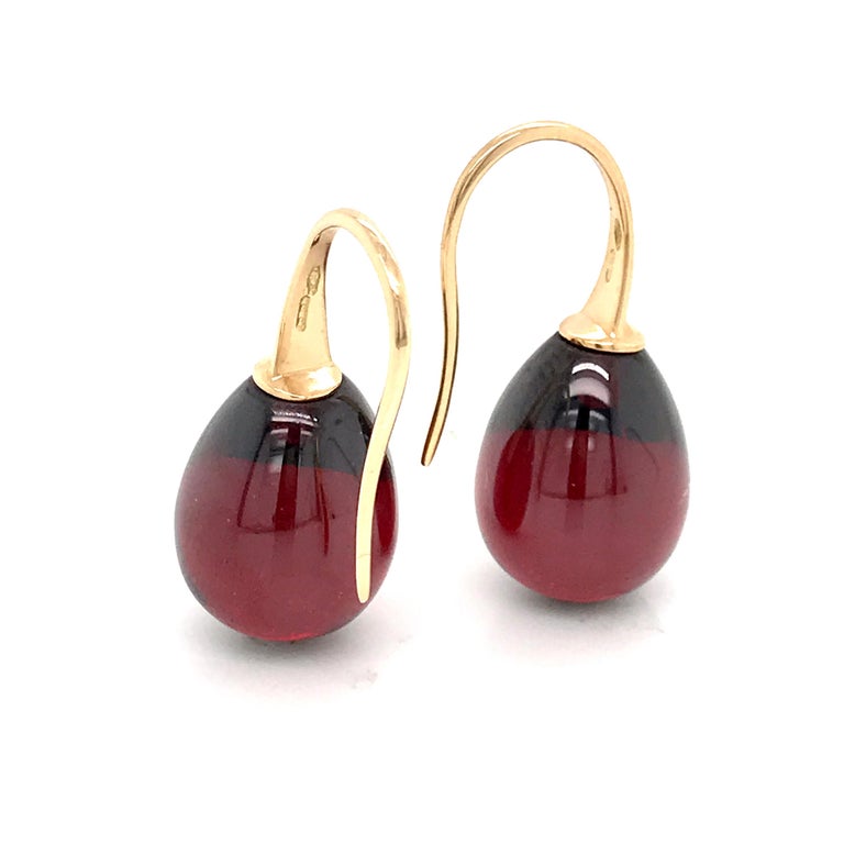 Hydro Garnet and Rose Gold 18 Karat Drop Earrings For Sale at 1stDibs