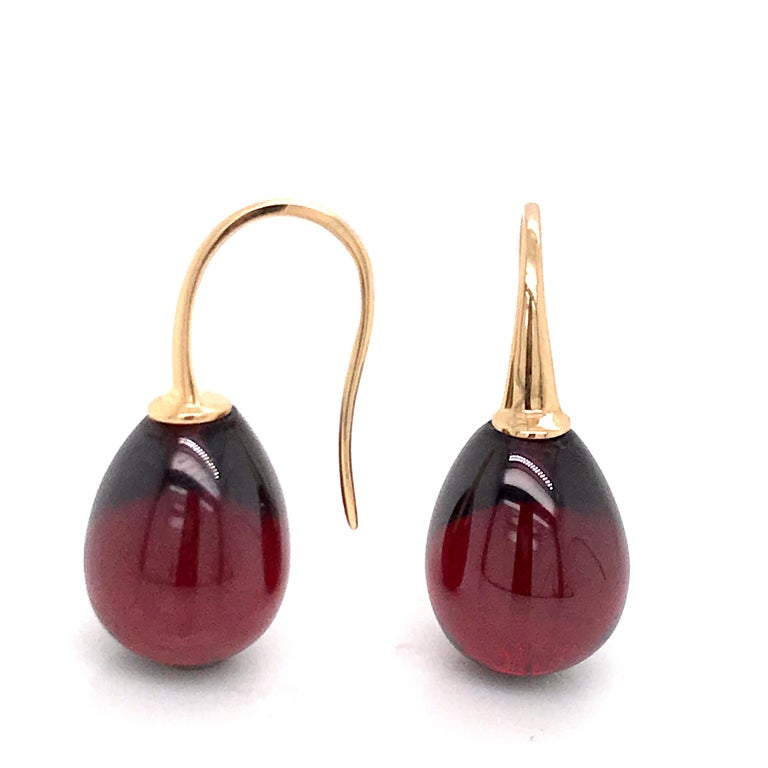 Hydro Garnet and Rose Gold 18 Karat Drop Earrings For Sale at 1stDibs