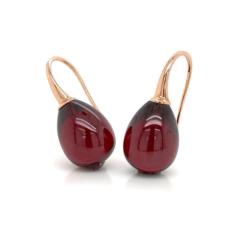 Hydro Garnet and Rose Gold 18 Karat Drop Earrings For Sale at 1stDibs