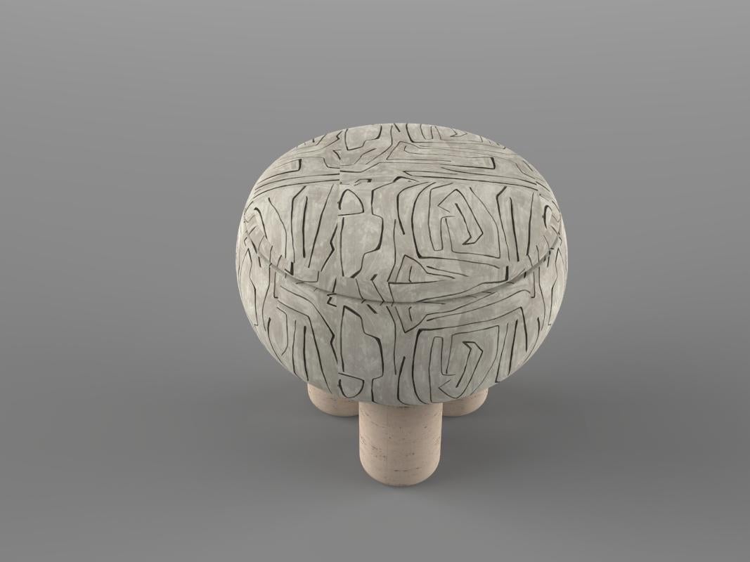 Hygge Puff Designed by Saccal Design House Graffito Graphite Travertine ...