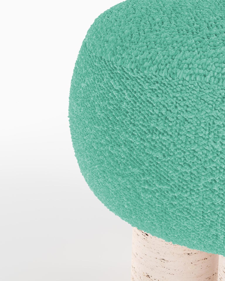 Hygge Stool Designed by Saccal Design House Boucle Teal Travertino For ...
