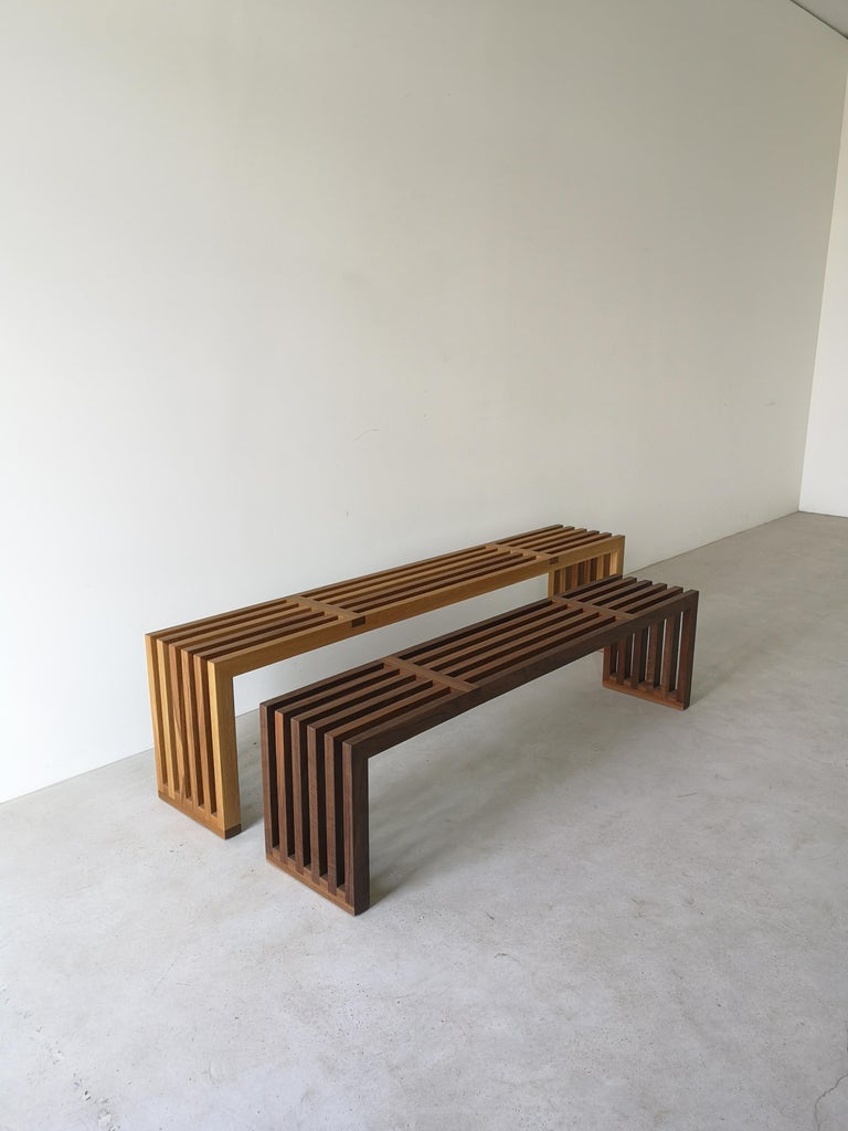 Hypnotizm Solid Hardwood Slatted Bench by Izm Design For Sale at 1stDibs