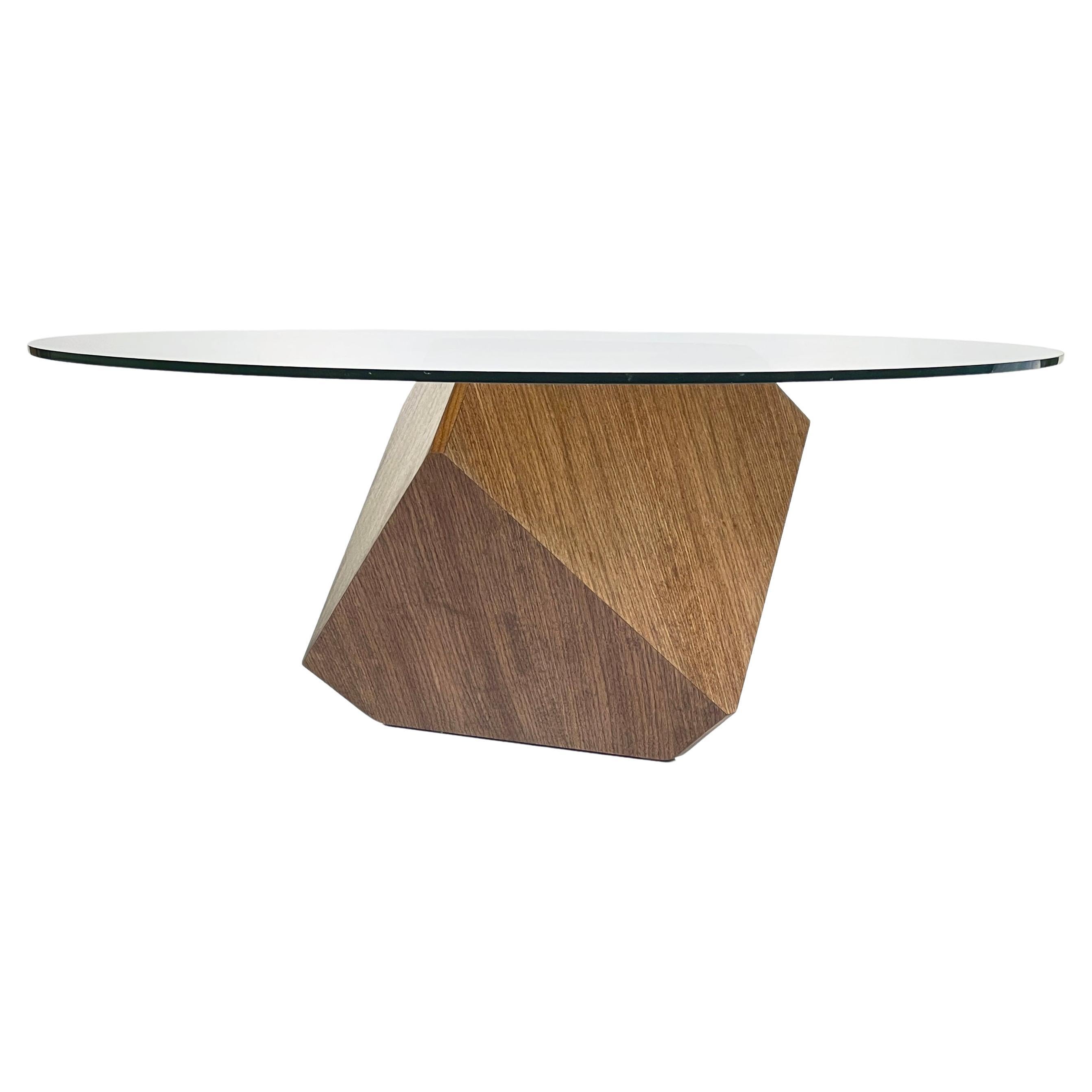 Racetrack Oval Glass Top Stacked Lucite Blocks Base Dining Table For ...