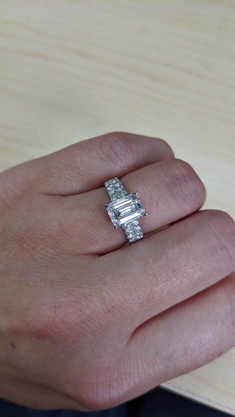 Internally Flawless GIA Certified 2 Carat Emerald Diamond Double Pave ...