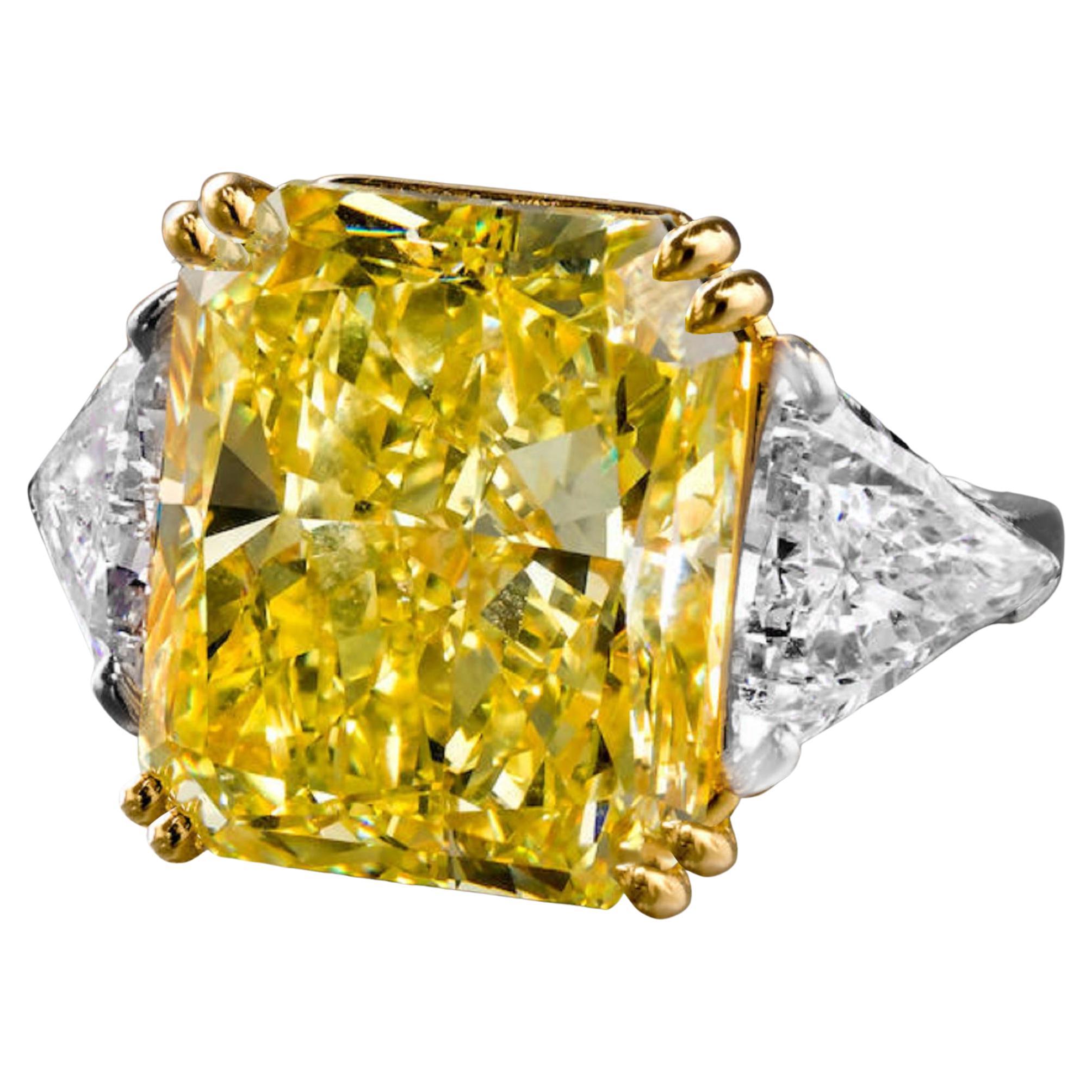 Scarselli 10 Carat Fancy Intense Yellow Internally Flawless Radiant ...