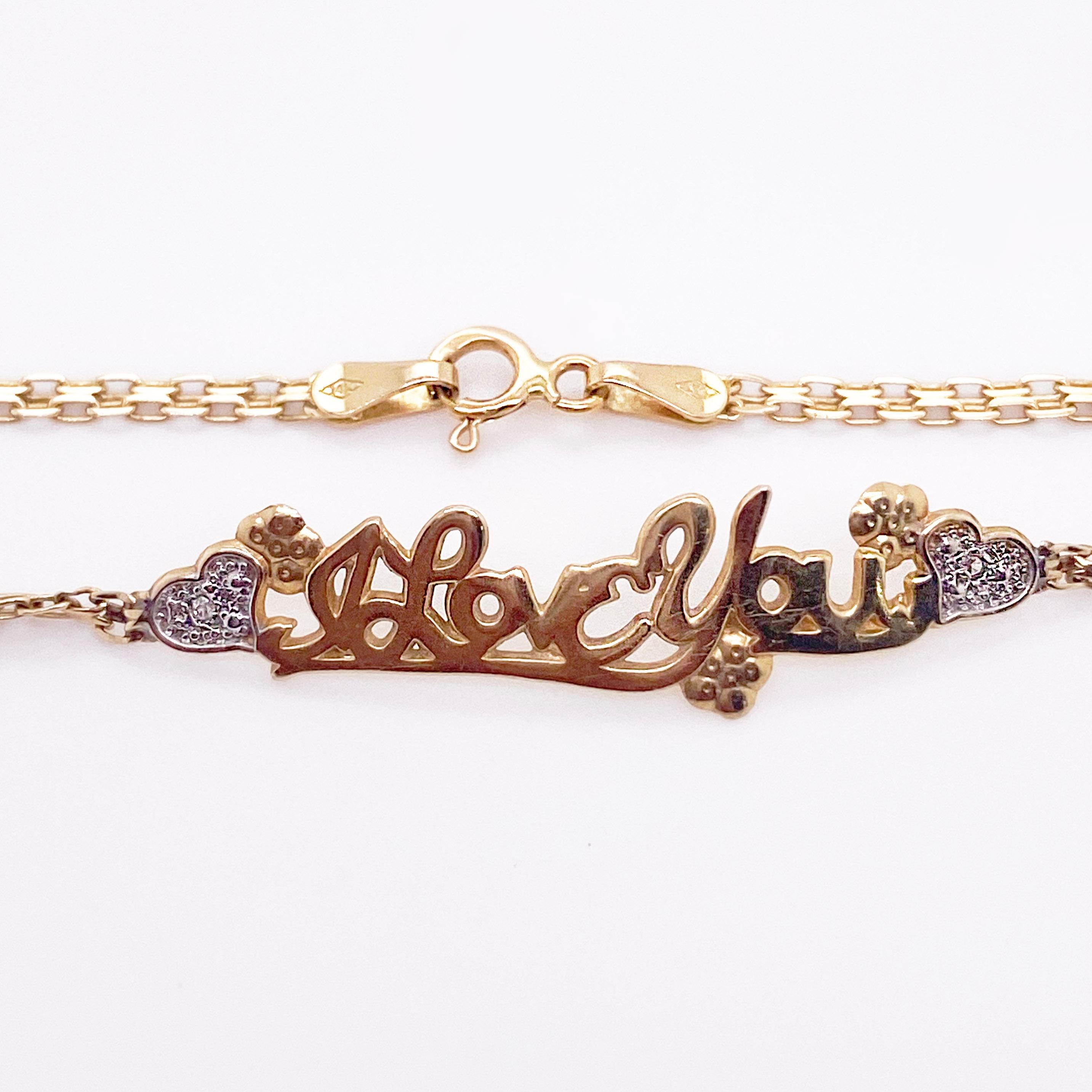 I Love You Fancy Chain Bracelet. 14K Yellow Gold at 1stDibs | 14k gold ...