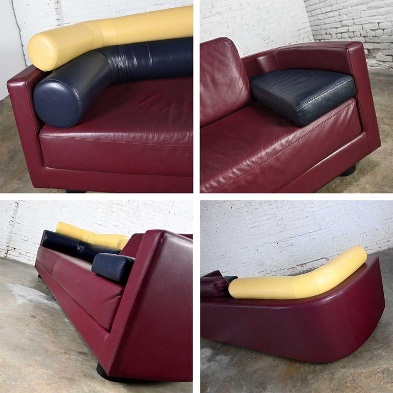 I4 Mariani Postmodern Italian Molto + Di Maroon Leather Sofa Ammannati ...