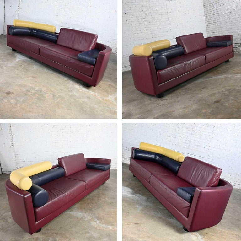 I4 Mariani Postmodern Italian Molto + Di Maroon Leather Sofa Ammannati ...