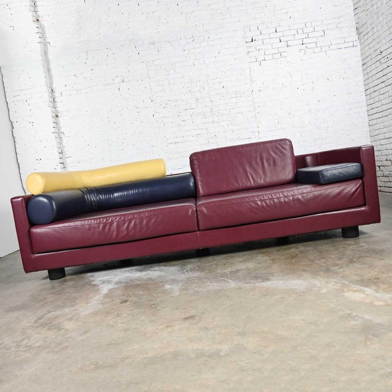 I4 Mariani Postmodern Italian Molto + Di Maroon Leather Sofa Ammannati ...