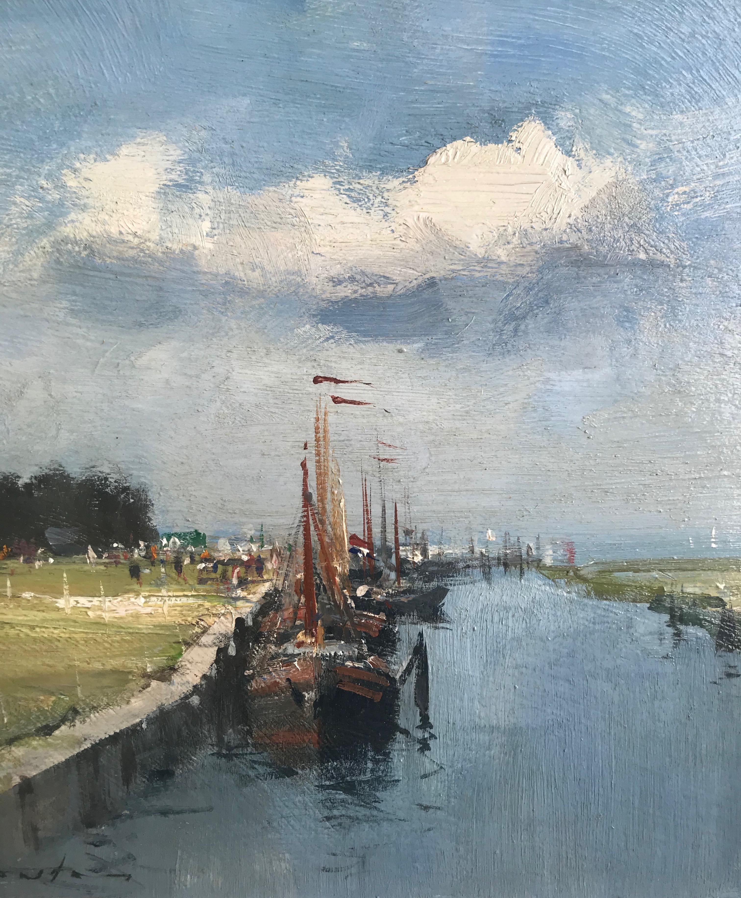 Ian Houston - Ian Houston, Impressionist view of Edam harbour ...