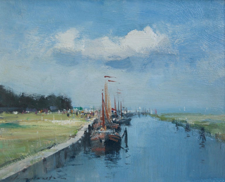 Ian Houston - Ian Houston, Impressionist view of Edam harbour ...
