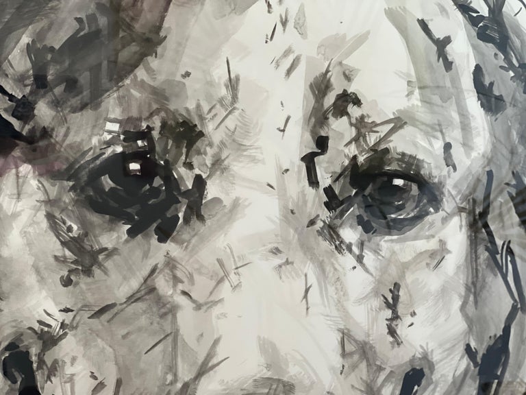 Ian Mason - Golden Retriever 2, large contemporary minimal portrait in ...