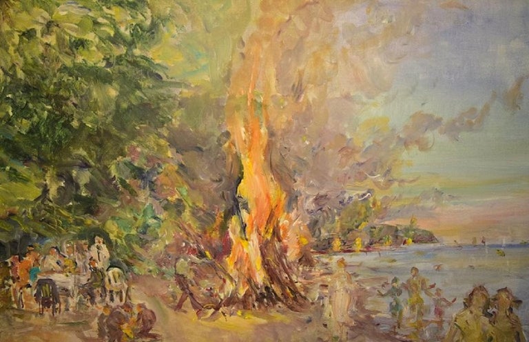 Ib Eisner '1925-2003', Oil on Canvas, "Sankt Hans / Saint Johns Eve ...