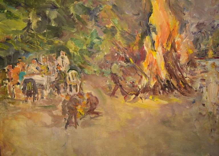 Ib Eisner '1925-2003', Oil on Canvas, "Sankt Hans / Saint Johns Eve ...