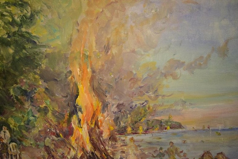 Ib Eisner '1925-2003', Oil on Canvas, "Sankt Hans / Saint Johns Eve ...