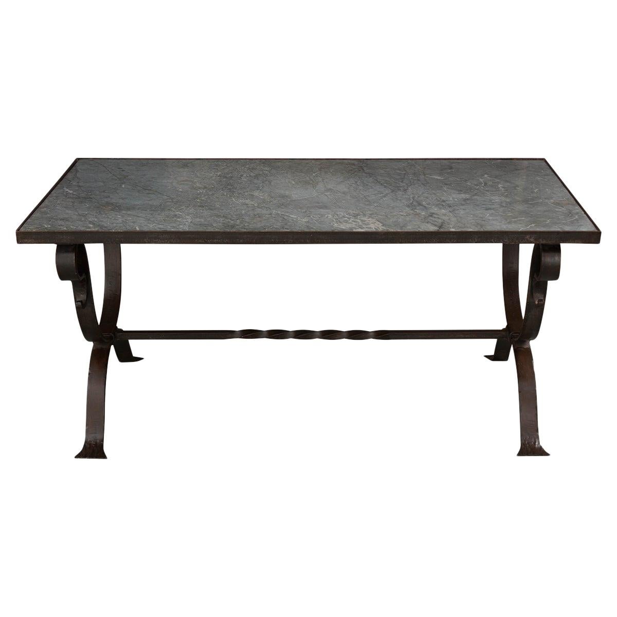 Iberian Vintage Marble and Iron Cocktail Table at 1stDibs