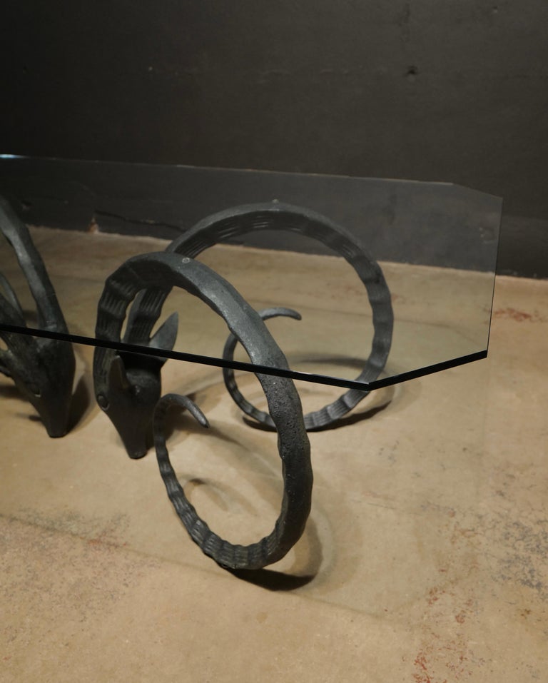 Ibex Rams Head Dining Table with Glass Top For Sale at 1stDibs