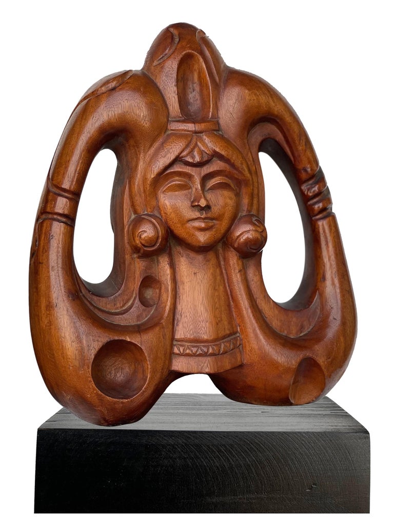 Ibrahim Abd Elmalak - "Flower Maiden" Wood sculpture 17" x 11" in by Ibrahim Abd Elmalak For ...