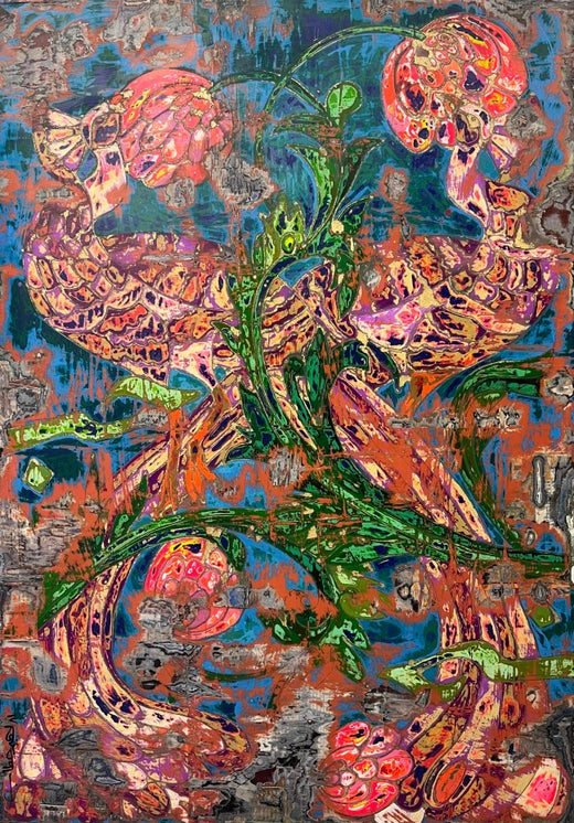 Ibrahim Khatab - "Harvest" Abstract Painting 59" x 59" inch by Ibrahim ...