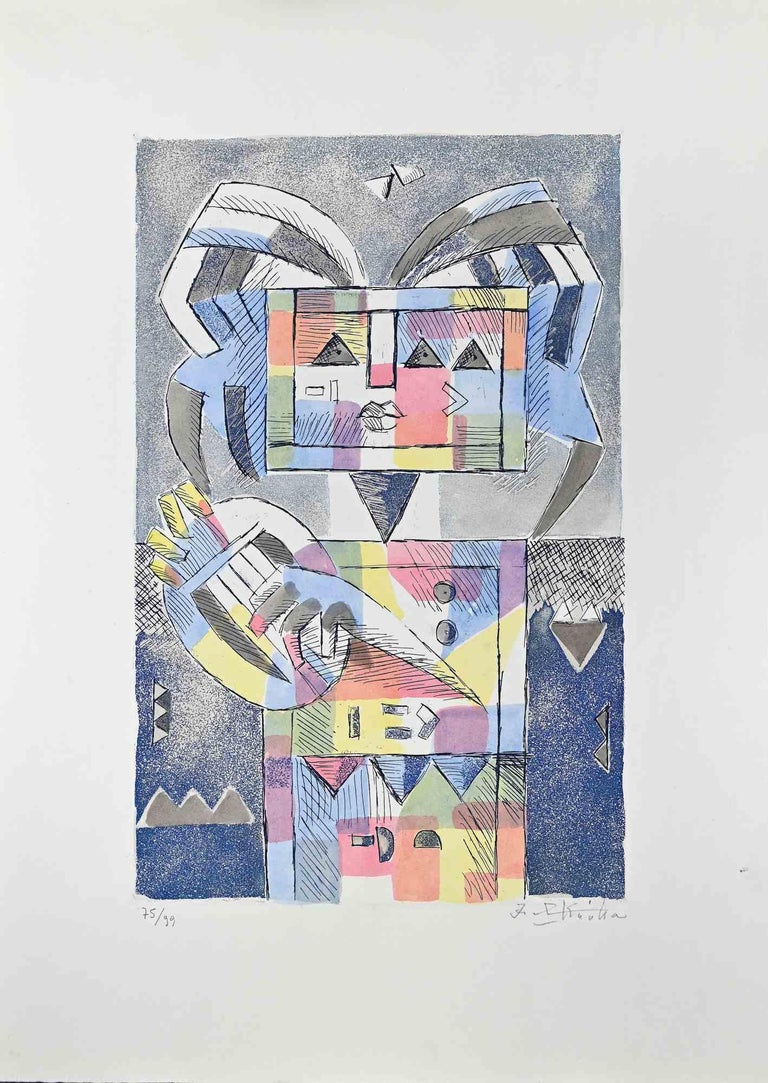 Ibrahim Kodra - Robot - Original Etching by Ibrahim Kodra - 1980s For ...