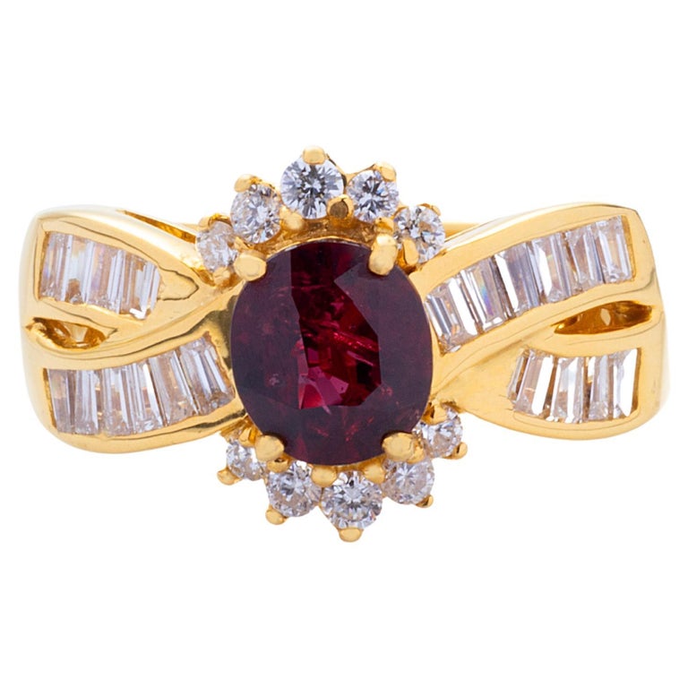 ICA Bague cocktail en or 18 carats avec rubis rouge intense sans ...