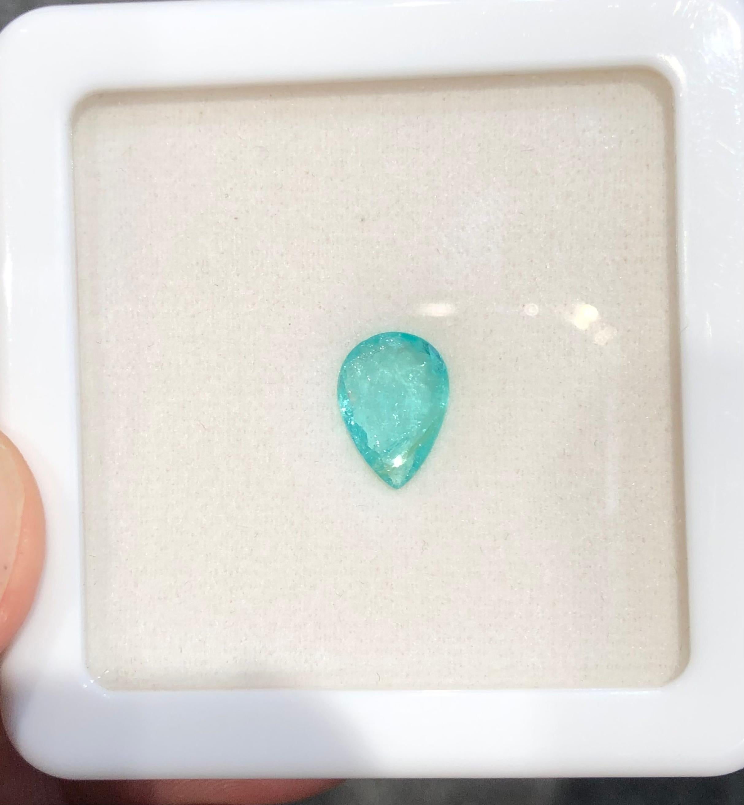 ICA Certified 1.99 Ct Greenish Blue Paraiba Tourmaline Pear Cut Loose ...