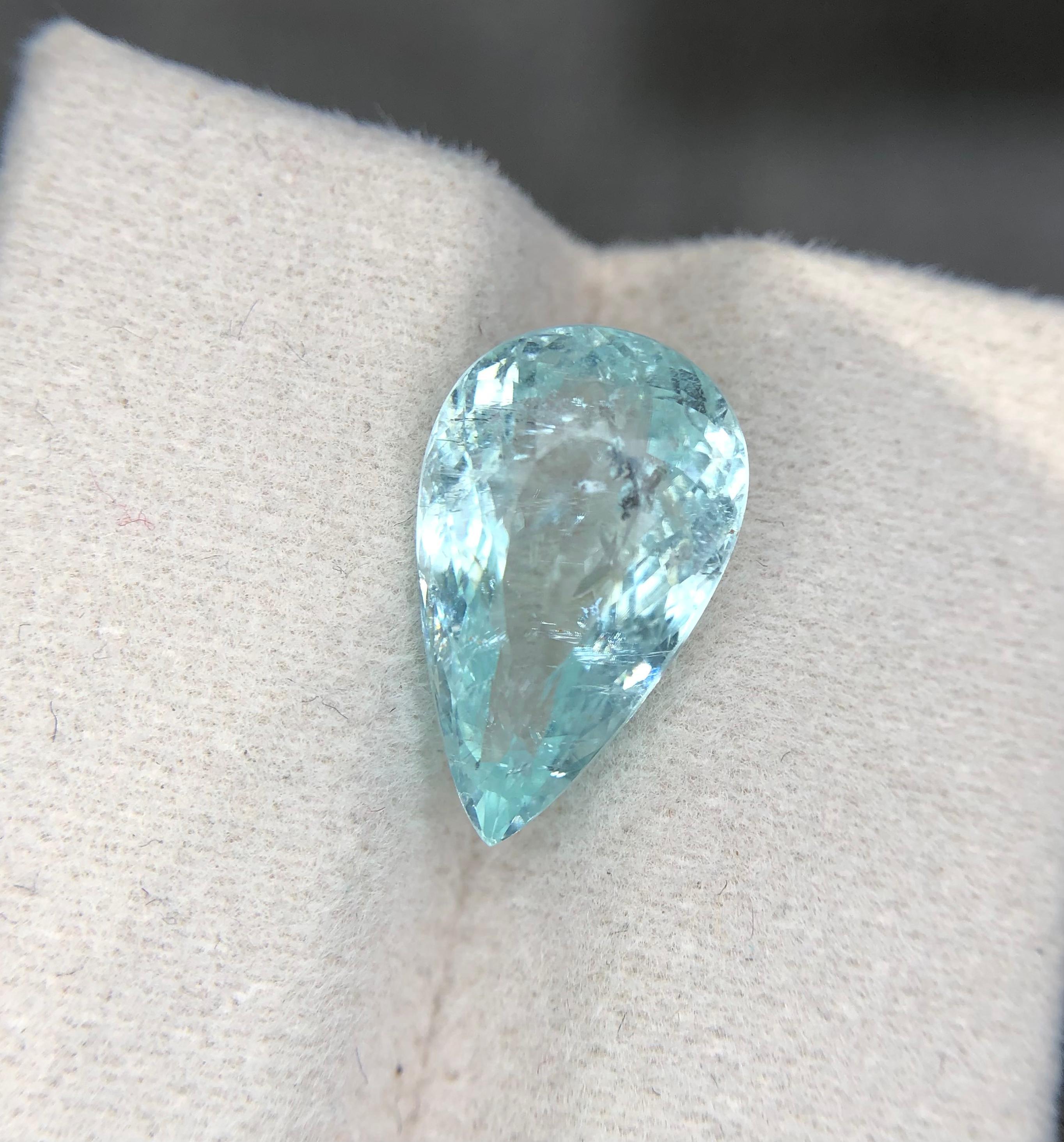 ICA Certified 5.26 Ct Greenish Blue Paraiba Tourmaline Pear Cut Loose ...