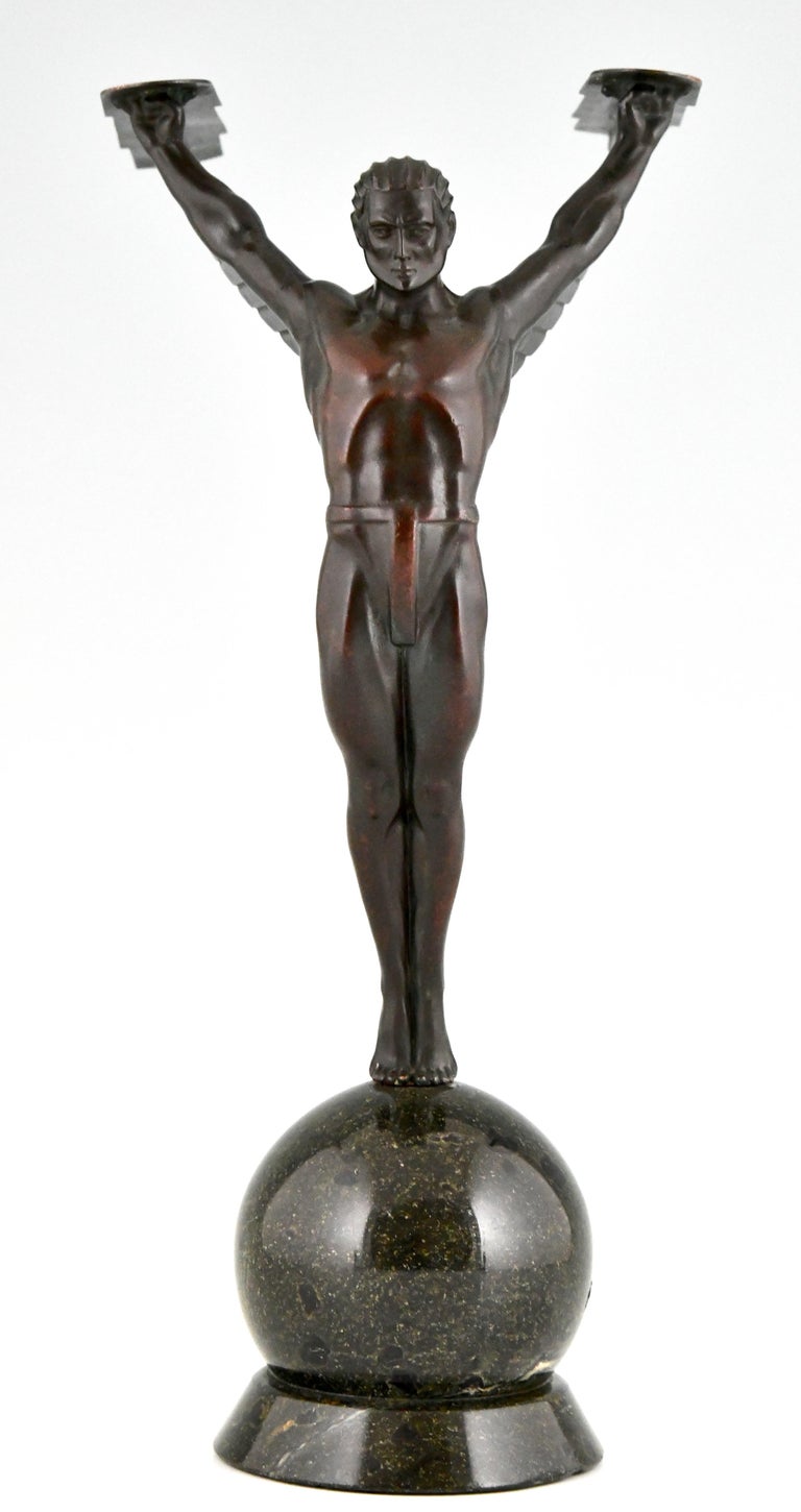 Icarus Art Deco Sculpture of a Winged Athlete in the Style of Schmidt ...