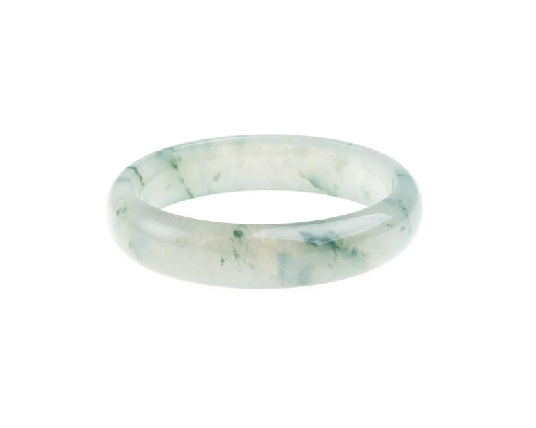 Ice and Green Jadeite Jade Bangle, Certified Untreated at 1stDibs