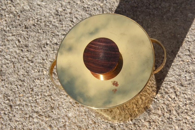 Ice Basket in Brass with Wooden Rosewood, 1950s Italy, Mid-Century ...
