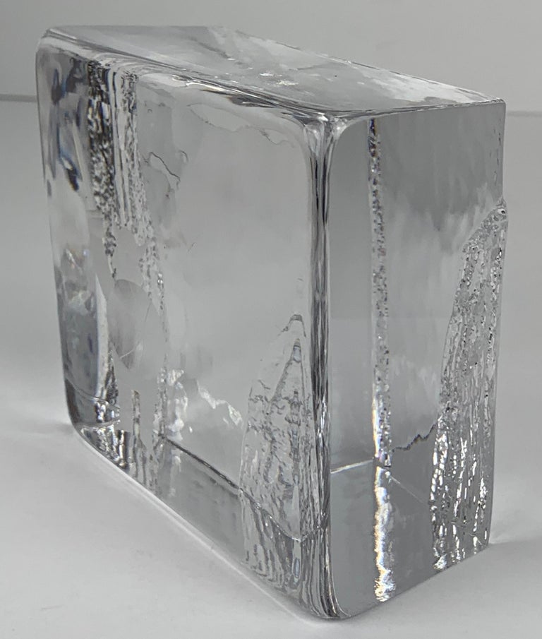 Paperweight-Crystal Ice Block-Signed by Bengt Edenfalk for Skruf Glass ...